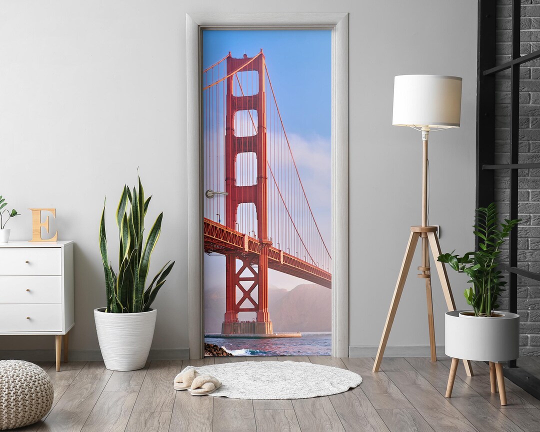Golden Gate Bridge Door Sticker, Carving Door Mural, Architecture Door ...