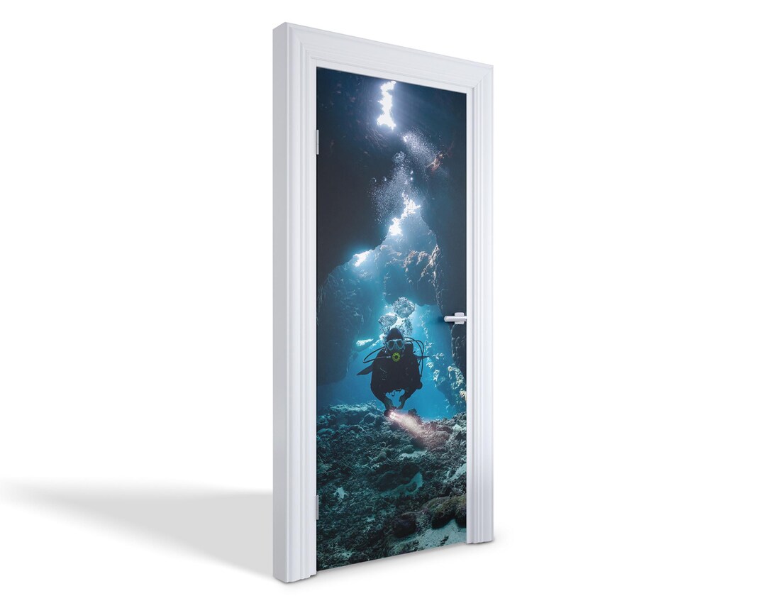 Underwater Exploration Door Sticker, Carving Door Mural, Characters ...