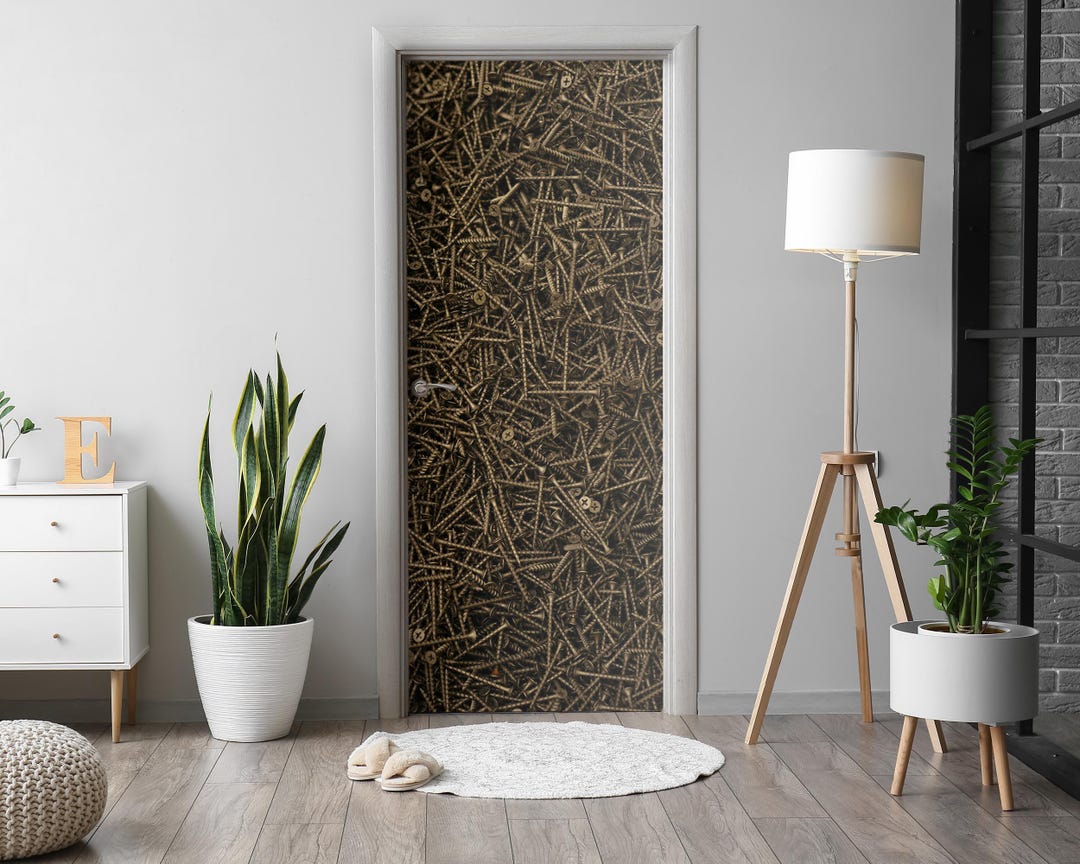 A Stack of Screws Door Sticker, Carving Door Mural, Industrial Door ...
