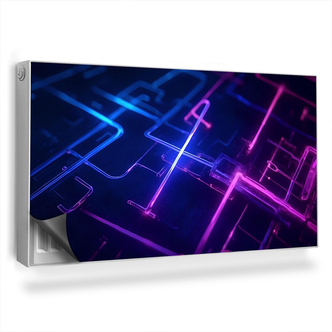 Neon Lights Modern Art Radiator Cover, Navy Magnet Mat, Heating Cover ...