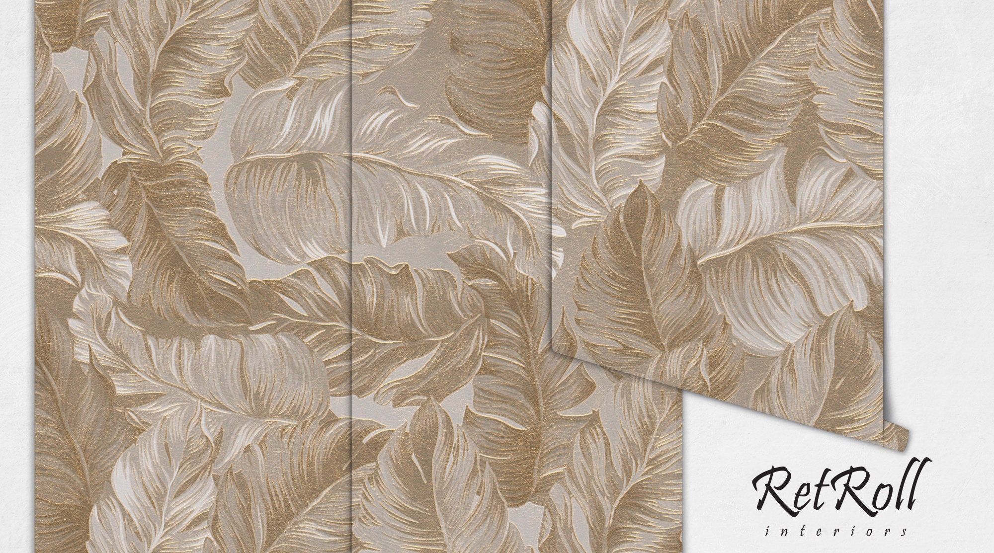 Gold Leaves Removable Wallpaper Repositionable Nursery - Etsy