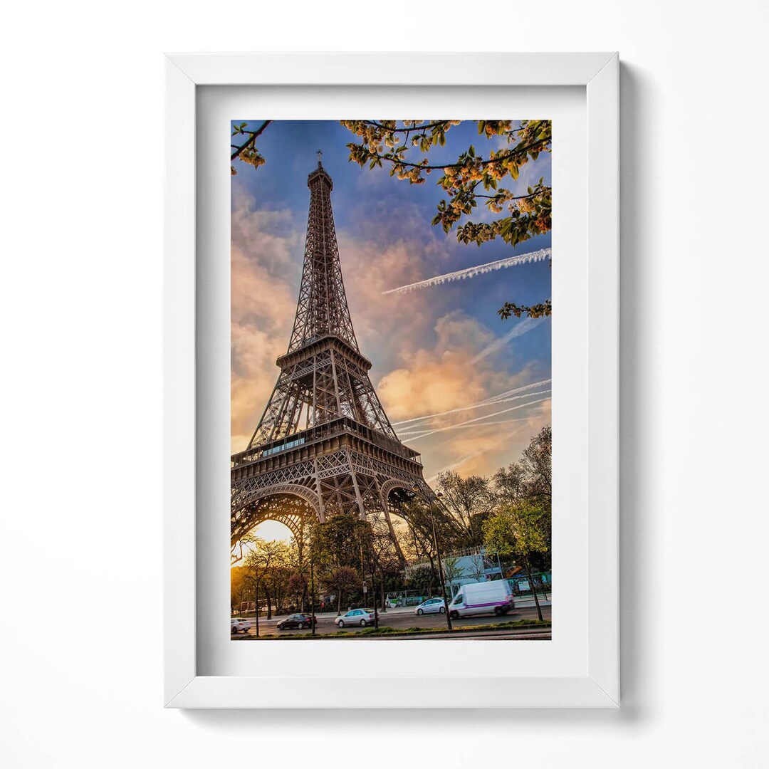 Eiffel Tower in Paris Art Print, City Painting in Frame, Brown Wall Art ...