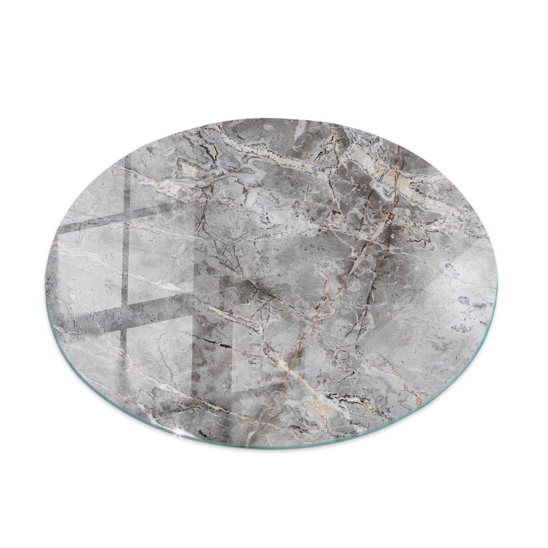 Scratch-resistant Glass Table Layer, Natural Marble Pattern Round Glass ...