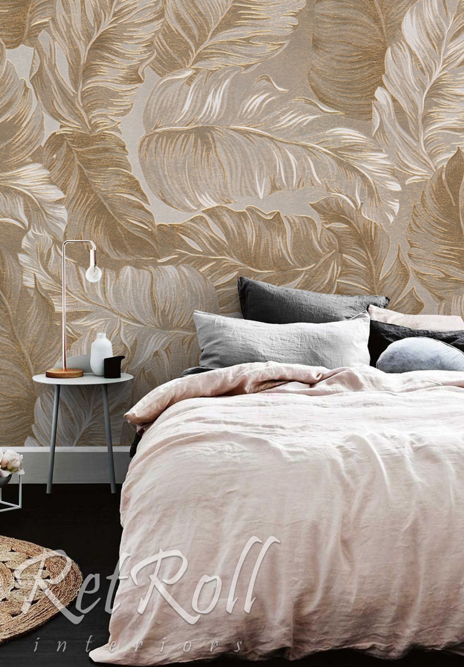 Gold Leaves Removable Wallpaper Repositionable Nursery - Etsy