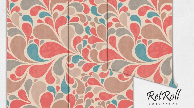 Retro Drops removable wallpaper design wall covering | Etsy
