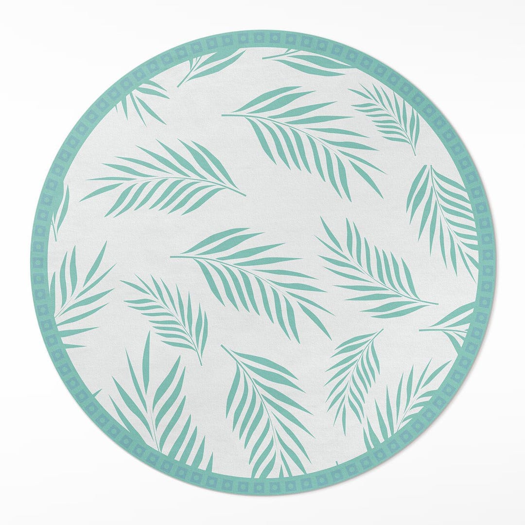 Tropical Palm Branches and Leaves Round Bedroom Rug, Flowers and Plants ...