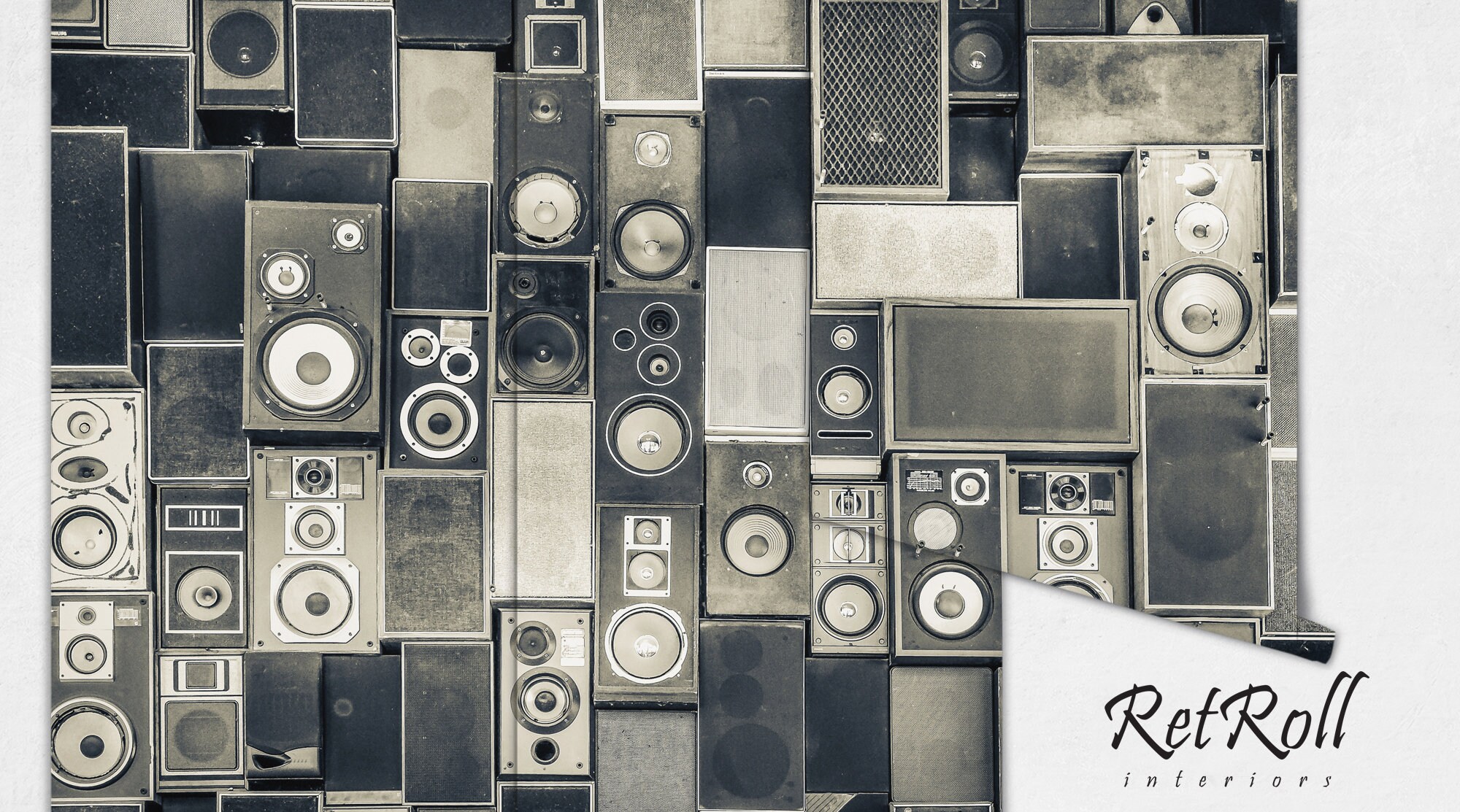Retro Stereo - Removable Wallpaper, Wall Covering, Self Adhesive, Music ...