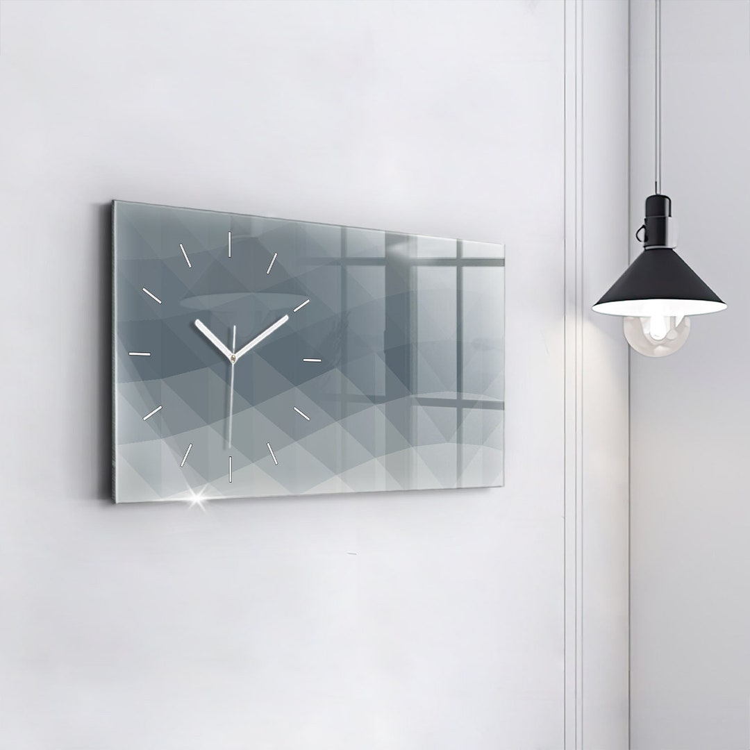 Wave Abstraction Minimalistic Clock, Gray Glass Clock, Abstract Wall ...