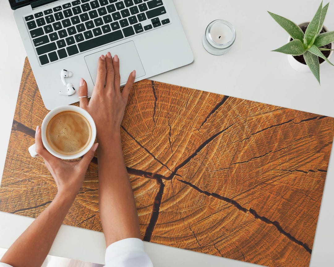Wood Grain Desk Cover, Orange Desk Mat, Table Protector Pad, Textures ...