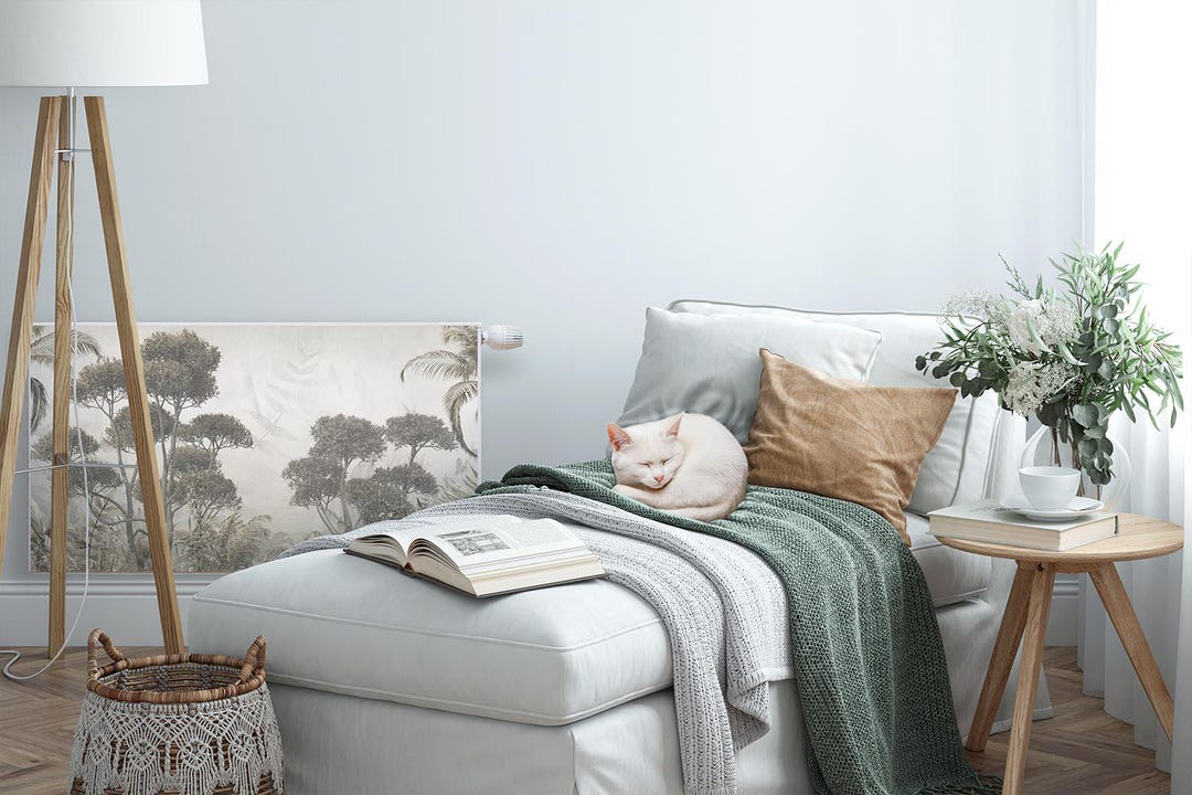 Pastel Trees Plants Concrete Texture Radiator Cover, Green Magnet Mat ...