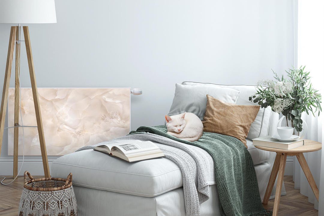 Stone Texture Elegant Marble Slab Radiator Cover, Beige Magnet Mat ...