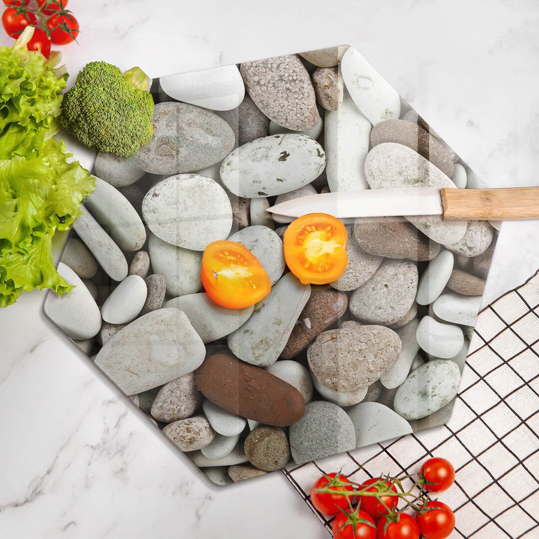 Background Small Stones Chopping Board, Tempered Glass Cutting Board ...
