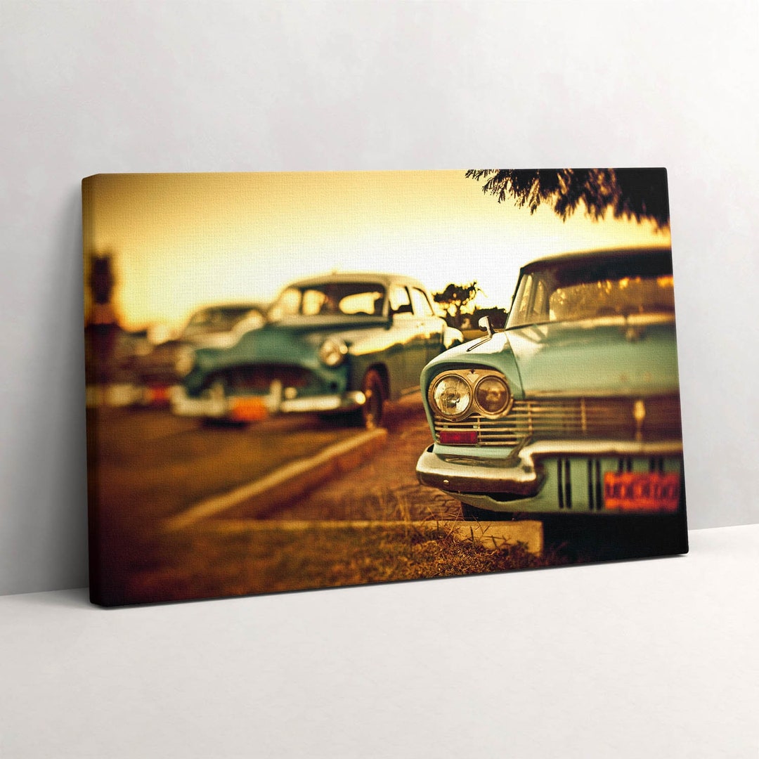 Old Cars - Car Collection Canvas, Picture Wall Hanging, Brown Wall ...