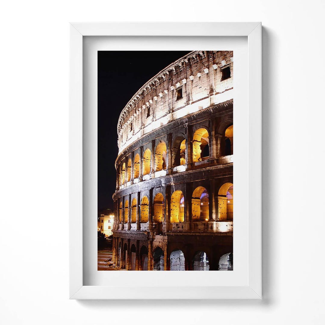 Colosseum Rome Art Print, City Painting in Frame, Brown Wall Art, Home ...