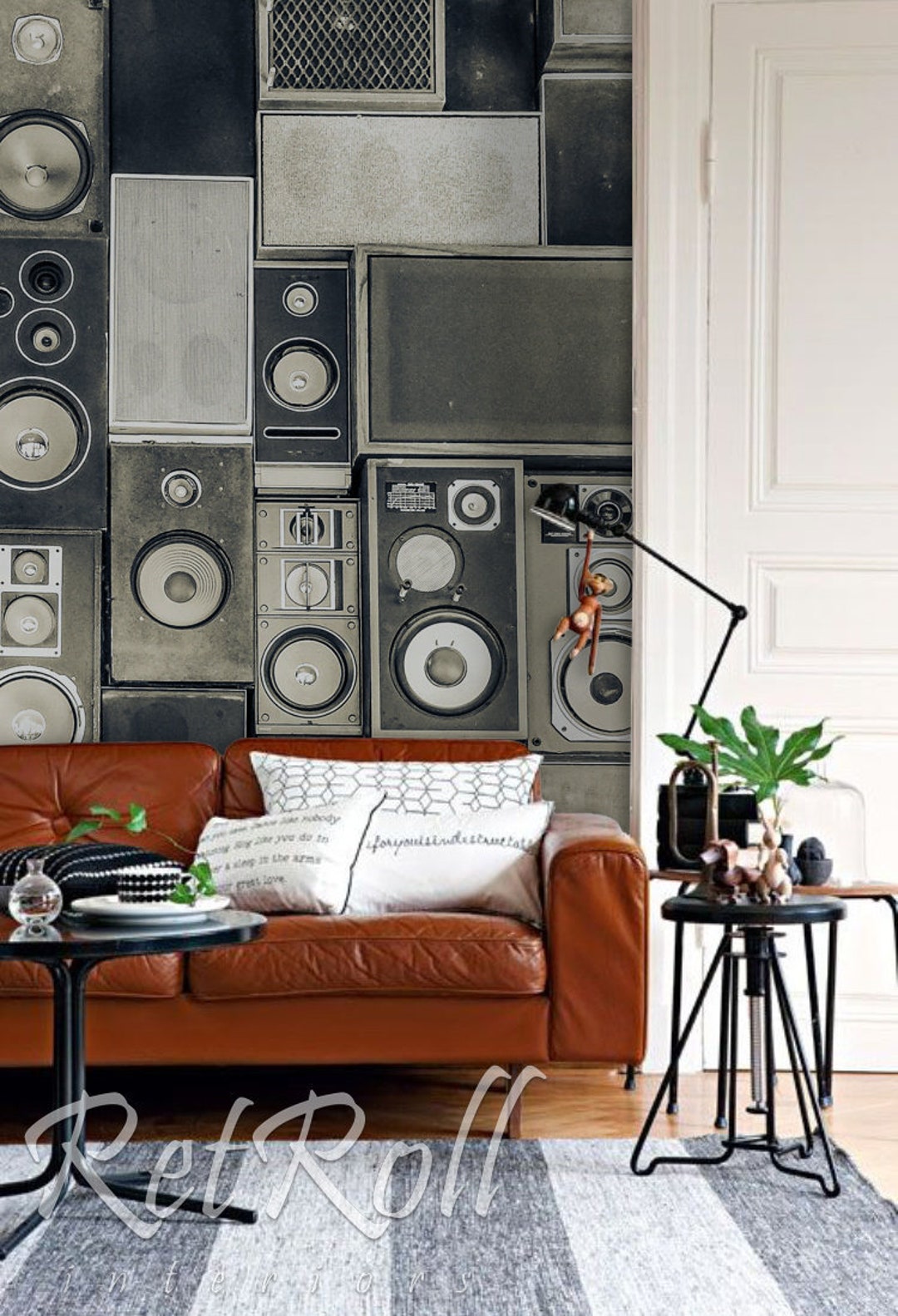 Retro Stereo - Removable Wallpaper, Wall Covering, Self Adhesive, Music ...