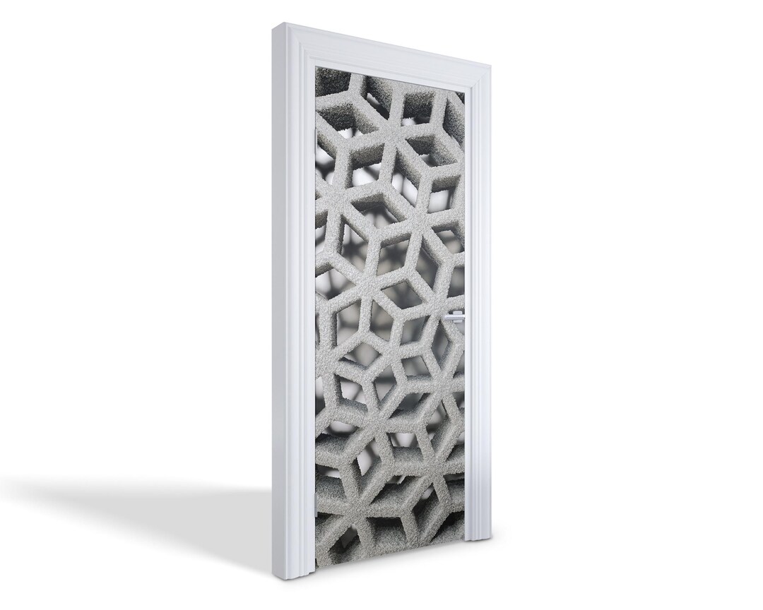 Geometric 3D Structure Door Sticker, Carving Door Mural, Abstraction ...
