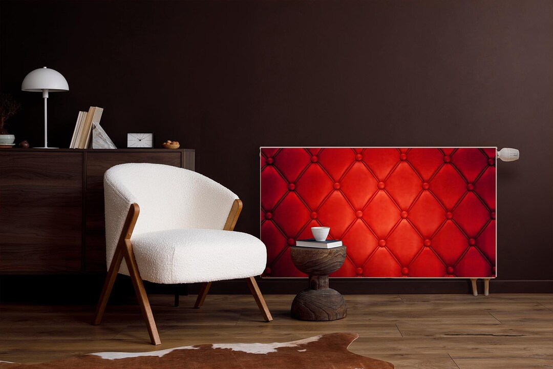 Quilted Material With Glamorous Texture Radiator Cover, Red Magnet Mat ...