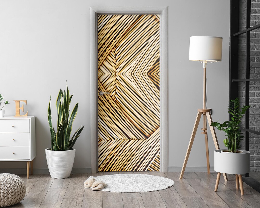 Geometric Weave Door Sticker, Carving Door Mural, Abstraction Door ...