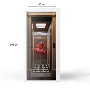 Balloons in the Elevator Door Sticker, Carving Door Mural, Youth Door ...