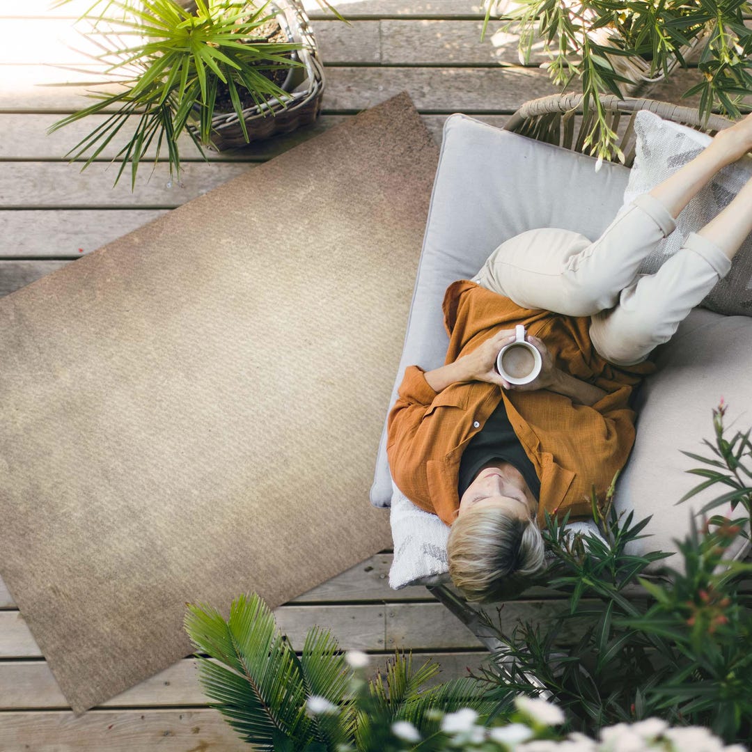 Desert Concrete Modern Texture Porch Rug, Texture Outside Carpet, Brown ...