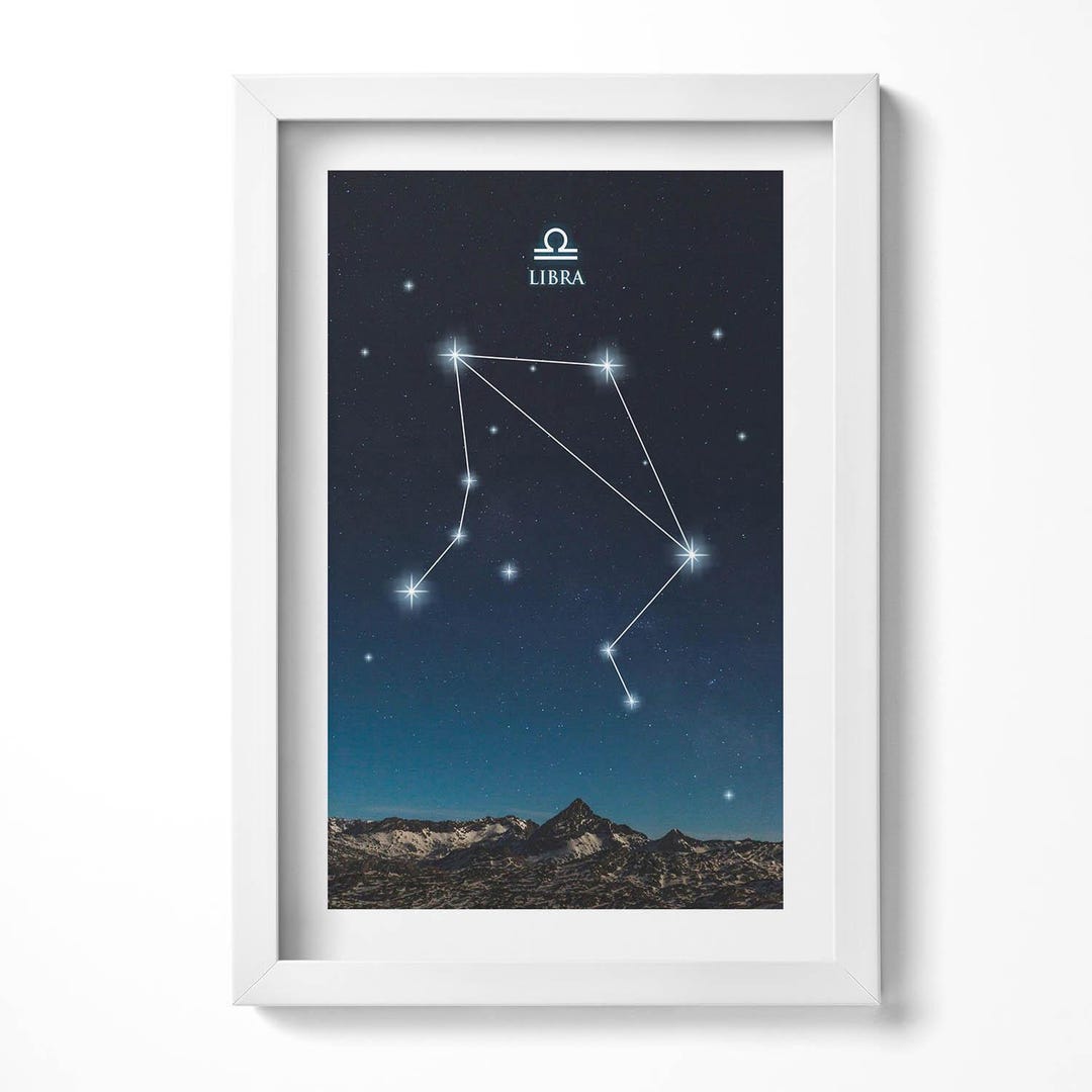 Zodiac Constellation Libra Art Print, Earth and Space Painting in Frame ...