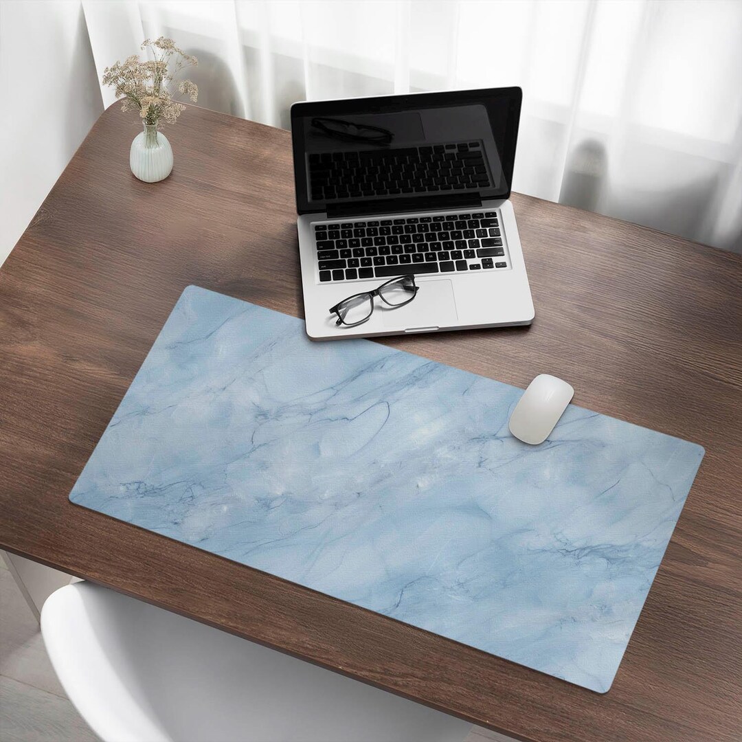 Marble Texture Desk Mat, Blue Desk Pad, PVC Table Protectors, Textures ...