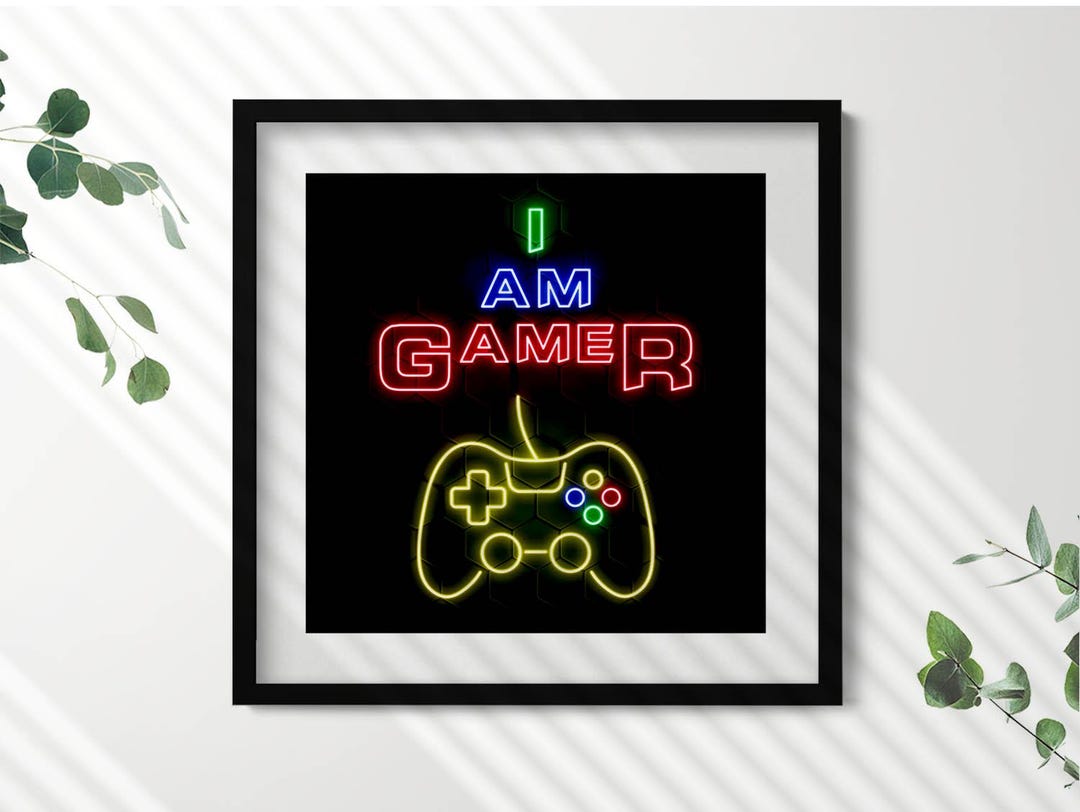 Neon Inscription for A Gamer "i Am Gamer" Art Print, Writings Painting ...