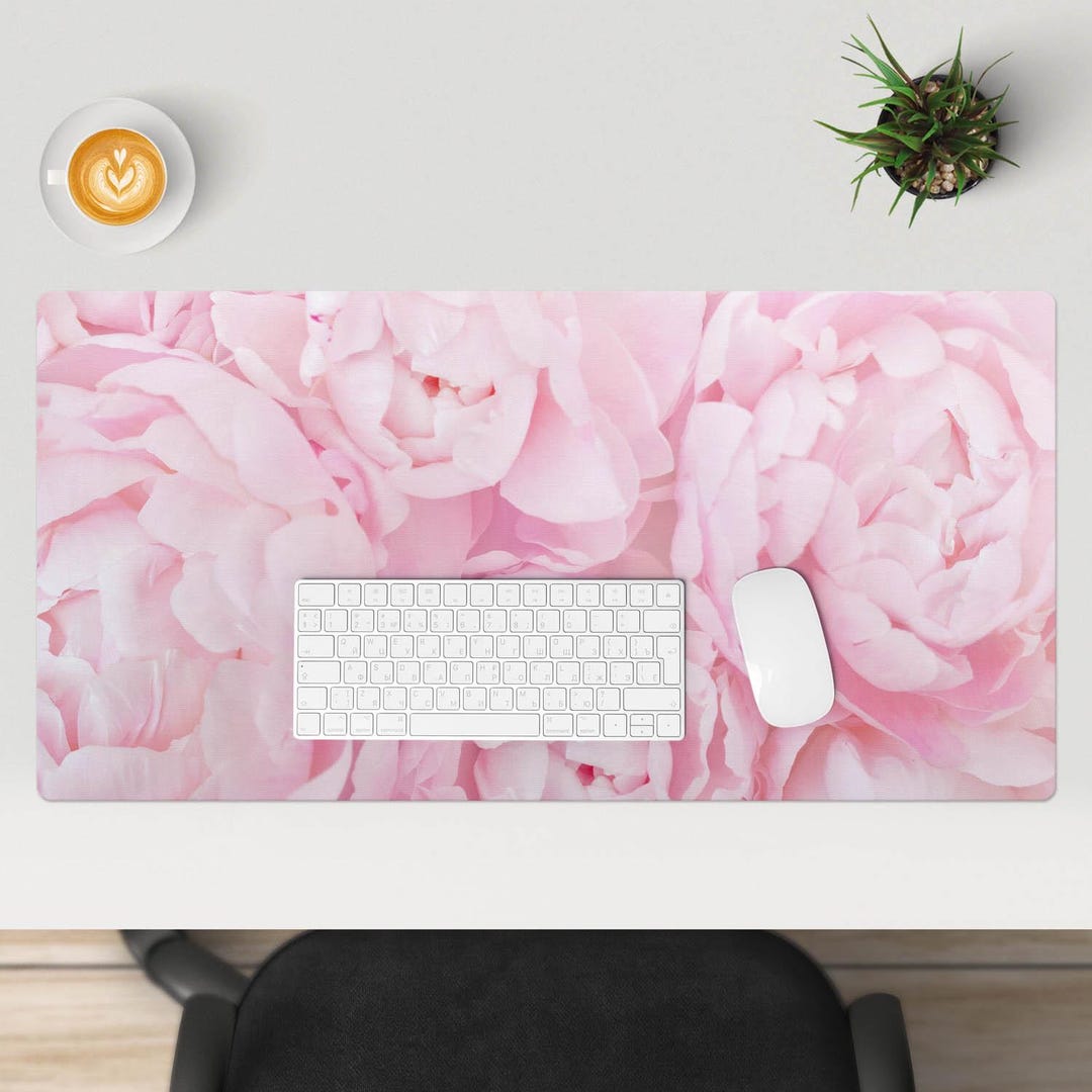 Pastel Peonies Desk Covers, Pink Desk Mats, Table Protector Pads ...