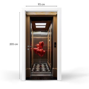 Balloons in the Elevator Door Sticker, Carving Door Mural, Youth Door ...
