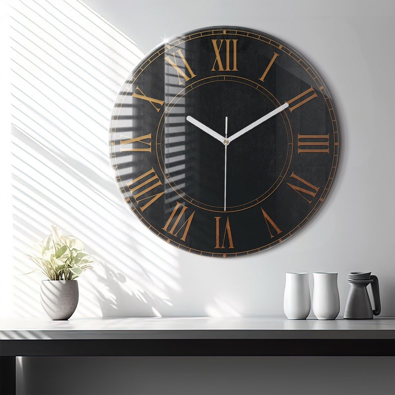 Clock Old Roman Numbers, Retro Look Black Hanging Clock, Unique Number ...