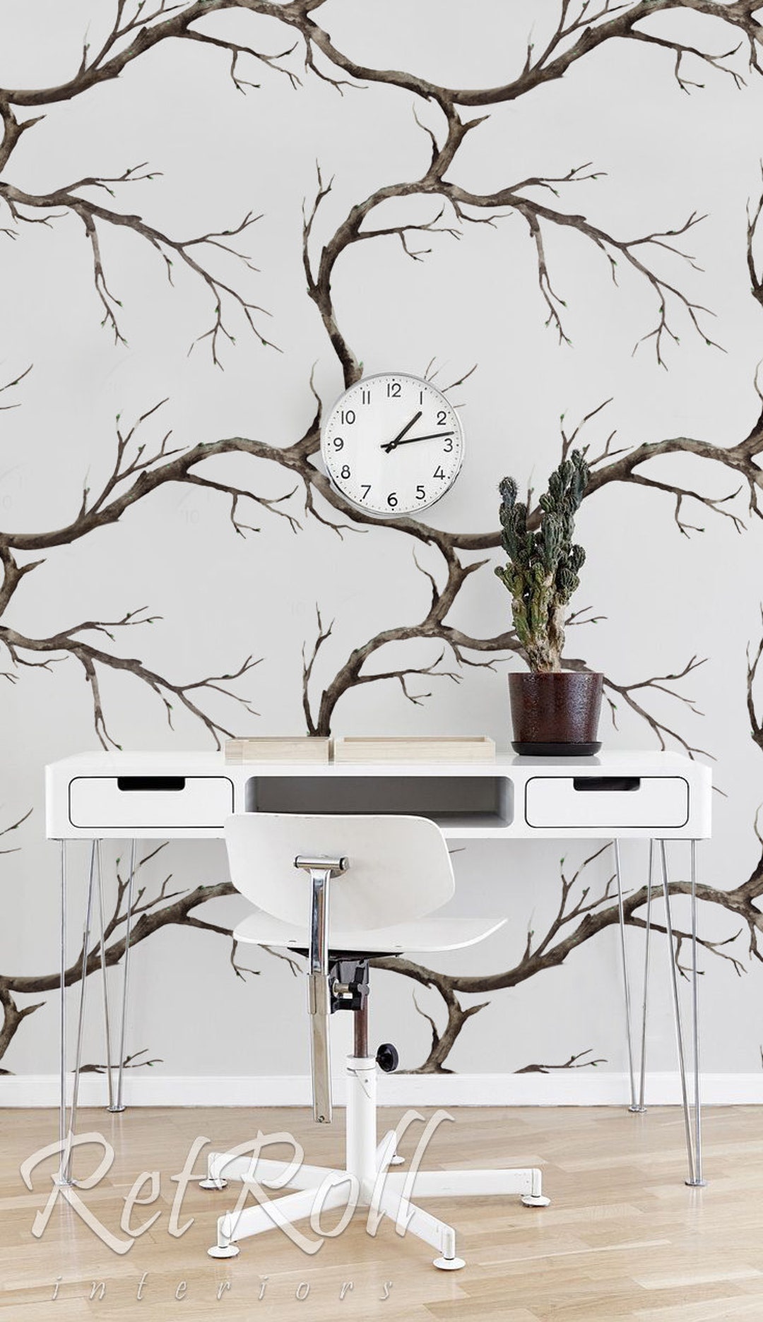 Tree Branches - Removable Wallpaper, Nature Wallpaper, Retro, Classic ...