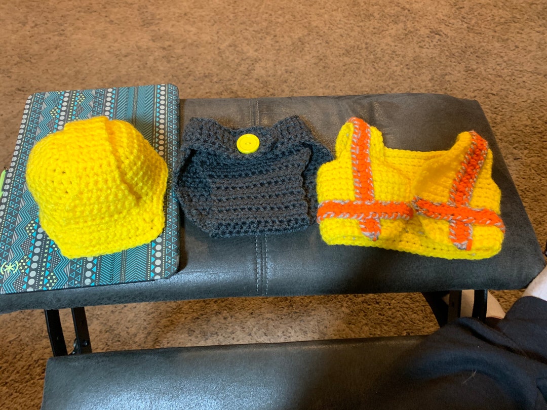 Newborn Construction Vest Hard Hat and Diaper Cover. 3 Piece - Etsy