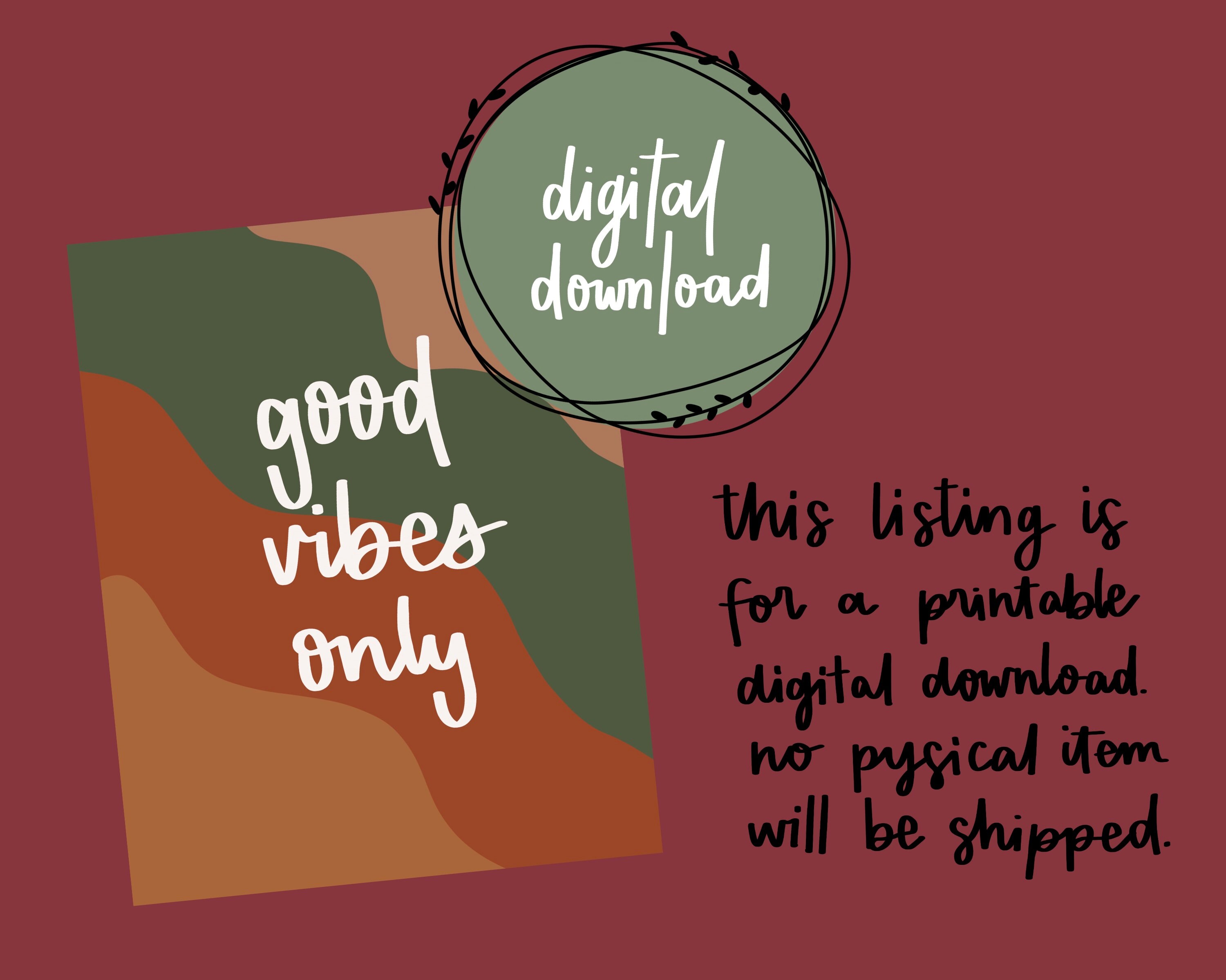 Good Vibes Boho Digital Print Printable Wall Art Home - Etsy