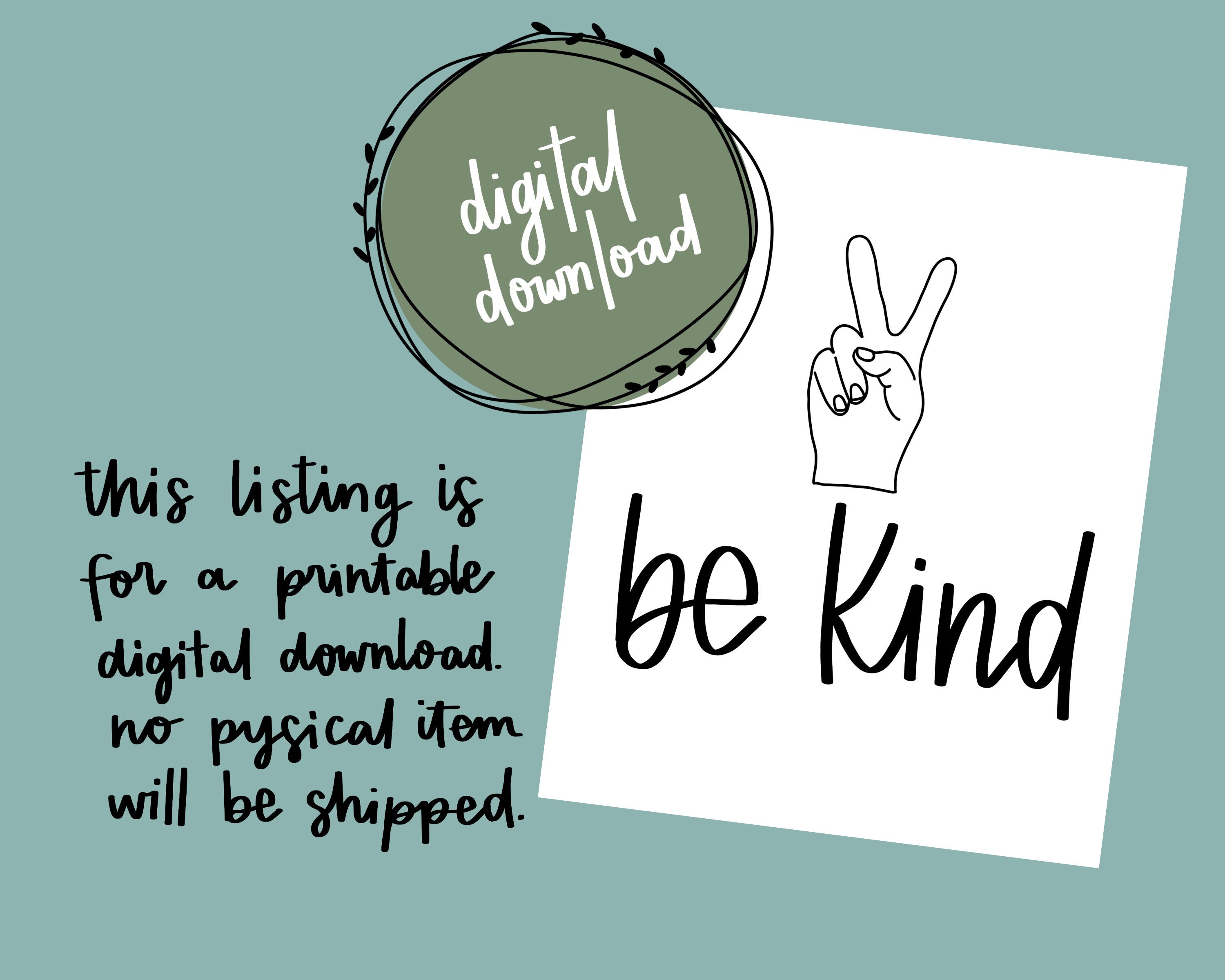 Be Kind Digital Print | Printable Wall Art | Home Decor | Office Decor ...