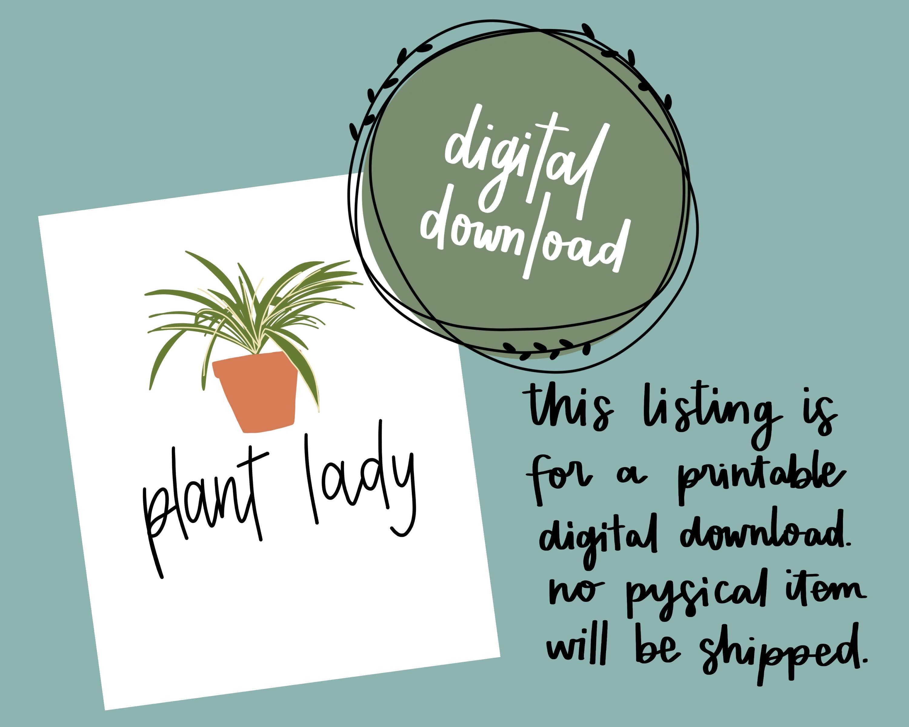 Plant Lady Digital Print Printable Wall Art Home Decor Office Decor ...