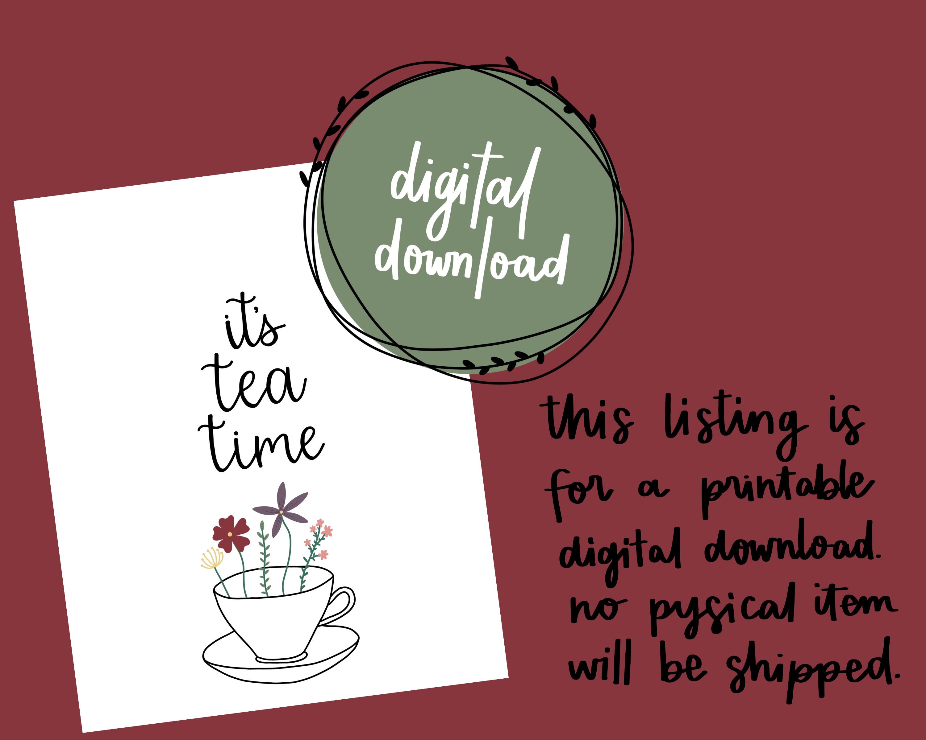 It's Tea Time Digital Print | Printable Wall Art | Home Decor | Kitchen ...