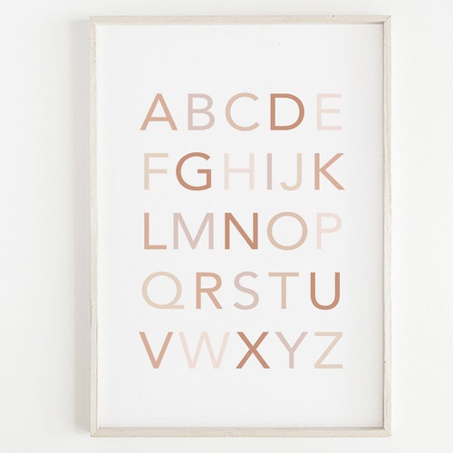 Neutral Alphabet Poster Printable Wall Art Nursery Decor - Etsy