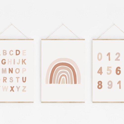 Neutral Rainbow Wall Art Print Boho Nursery Decor Gender | Etsy