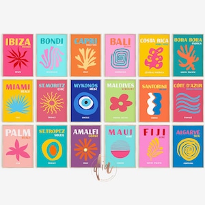 Preppy Room Decor Travel Poster Bundle Set of 18 Wall Collage - Etsy ...