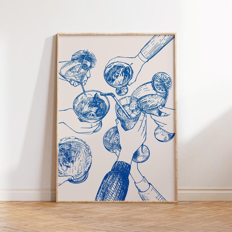 Printable Bar Cart Blue - Etsy