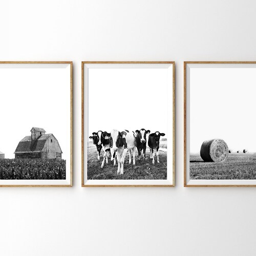Set of 3 Farmhouse Wall Decor Print Set Large Black and White - Etsy