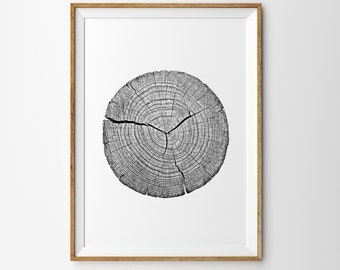 Tree ring art print | Etsy