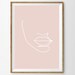 Blush Pink Line Art Face Illustration Fashion Print Bedroom Decor ...