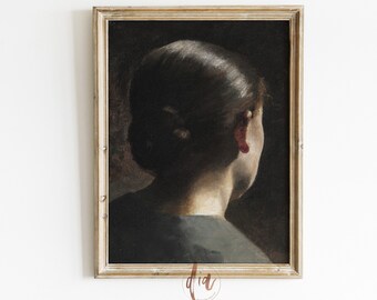 Vintage Female Portrait, Print of Antique Oil Painting, Printable ...