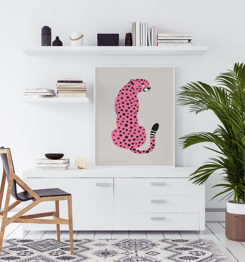 Pink Cheetah Print Leopard Poster Print Preppy Room Decor - Etsy