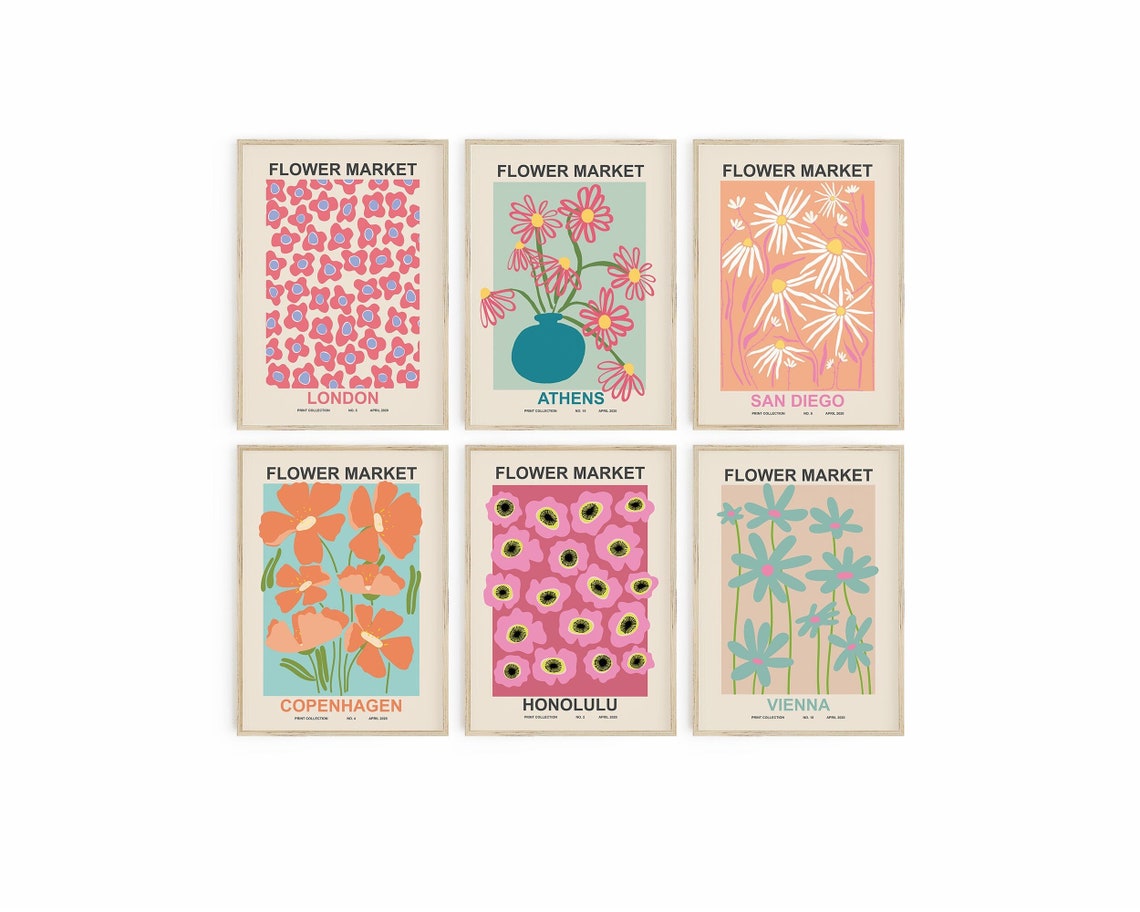 Flower Market Poster Set Gallery Wall Set of 6 Digital Prints - Etsy