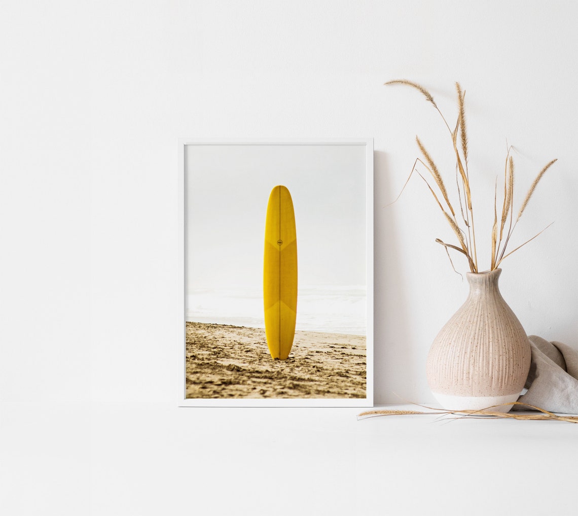 Yellow Surfboard Print Beach Decor Large Printable Poster Dorm | Etsy