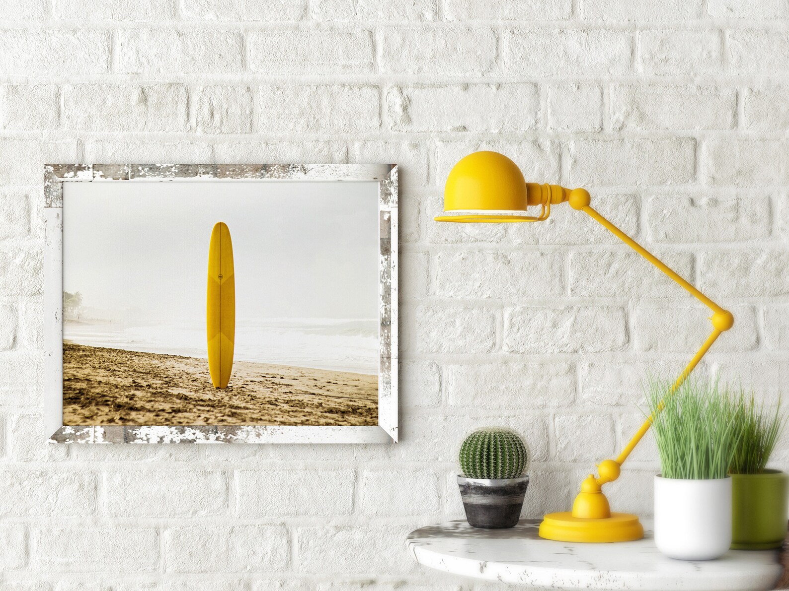 Horizontal Surfboard Print Beach Decor California Wall Art Yellow ...