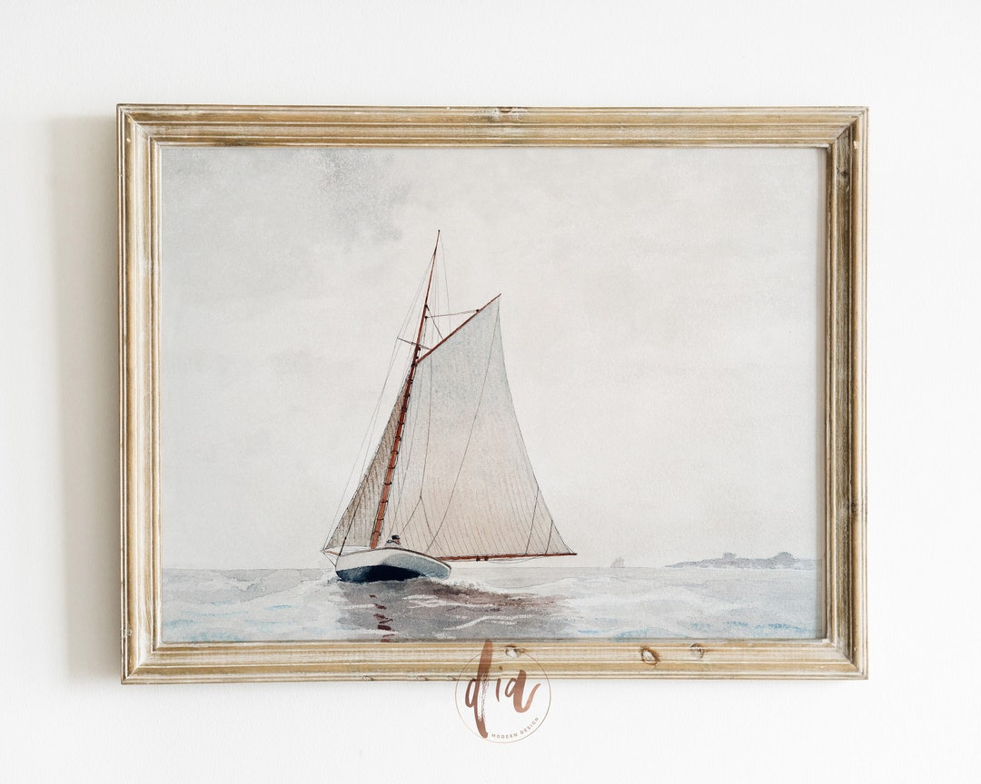 Vintage Segelboot Print, nautische Aquarell, antike Malerei, Vintage ...