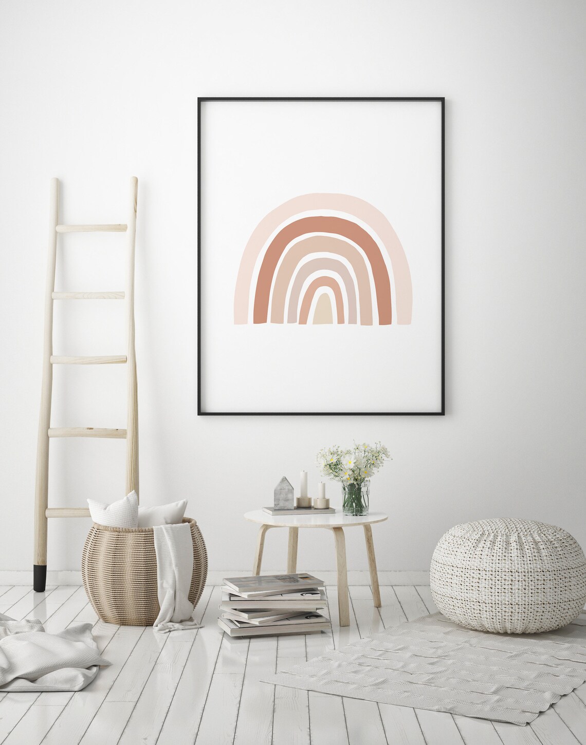 Neutral Rainbow Wall Art Print Boho Nursery Decor Gender Neutral Art ...